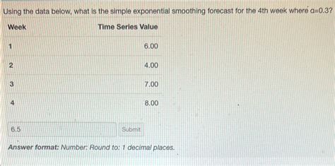 Solved Using The Data Below What Is The Simple Exponential