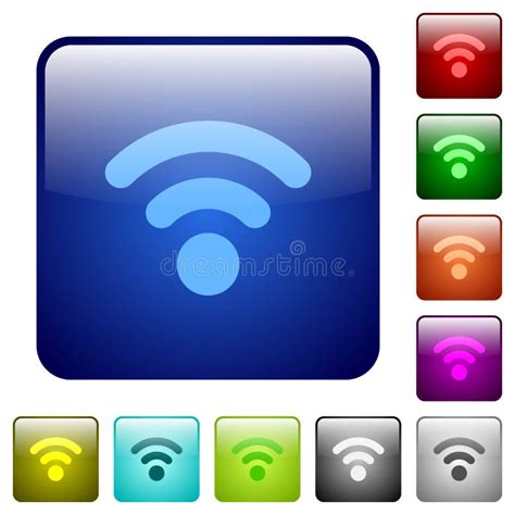 Radio Signal Color Square Buttons Stock Vector Illustration Of Broadcast Rounded 188169735