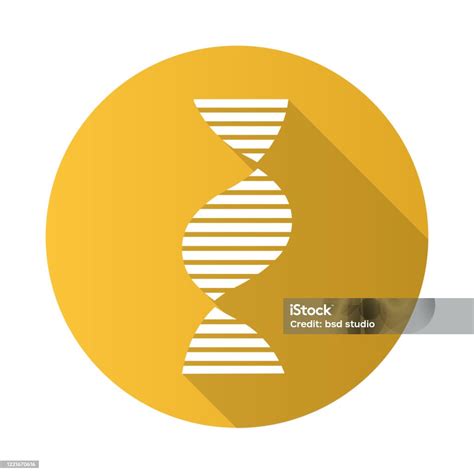 오른손잡이 Dna 나선 노란색 플랫 디자인 긴 그림자 문 양 아이콘 Bdna 데옥시리보핵 핵산 염색체 분자 생물학 유전 코드 게놈 유전학 벡터 실루엣 일러스트레이션 0명에