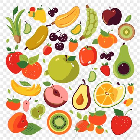 플랫 스타일 만화에서 다른 종류의 과일 건강 클립 아트 벡터건강한 Png 일러스트 무료 다운로드 Lovepik