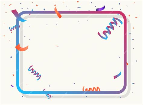 색종이와 화려한 리본 벡터 일러스트와 함께 축 하 배경 프레임 템플릿 프리미엄 벡터