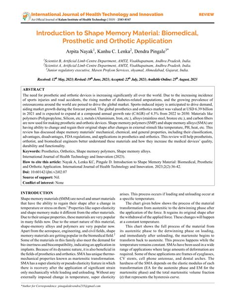PDF Introduction To Shape Memory Material Biomedical Prosthetic And Orthotic Application