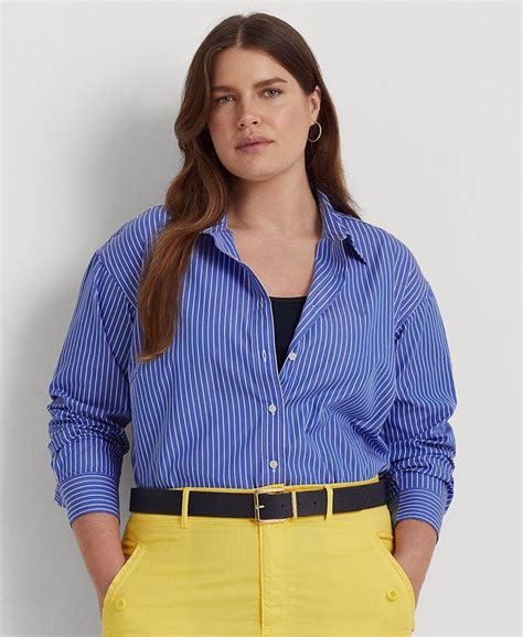 Lauren Ralph Lauren Plus Size Striped Buttoned Top Macys