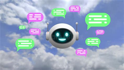 Artificial Intelligence Chatbot Icon On Cloud Background Stock