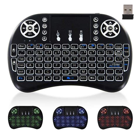 LED Backlit Battery Wireless Mini Keyboard Touchpad USB Bluetooth Dongle Handheld Remote Control