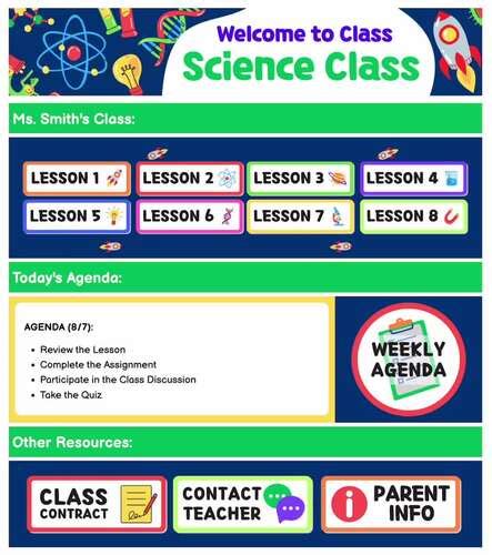 Canvas LMS Template HOMEPAGE BUTTONS BANNERS Science Editable