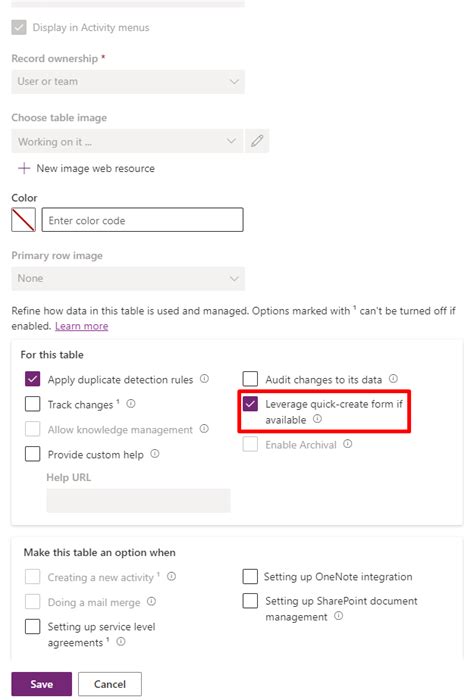 Enable Quick Create Forms Setting Is Not Located Where Documentation