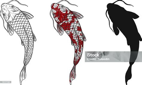 잉어 물고기 벡터 문신 손으로 그리는 비단잉어에 대한 스톡 벡터 아트 및 기타 이미지 비단잉어 잉어 문신 Istock