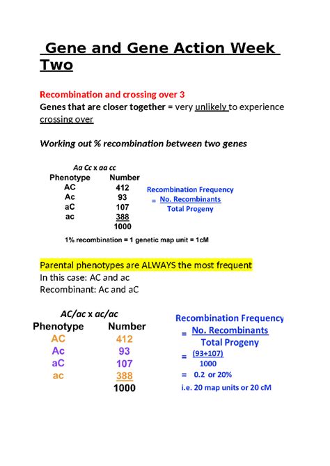 Week Two Detailed Lecture Notes Gene And Gene Action Week Two