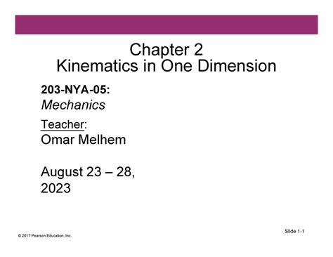 02 Lecture Kinematics In One Dimension Chapter 2 Kinematics In One Dimension 203 NYA 05