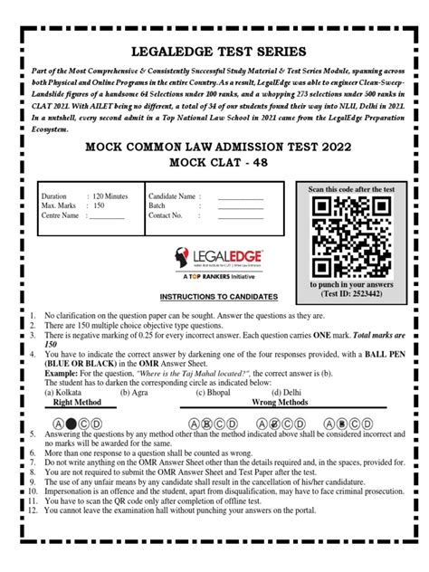 Legaledge Test Series Mock Common Law Admission Test 2022 Mock Clat 48 Pdf Falsifiability