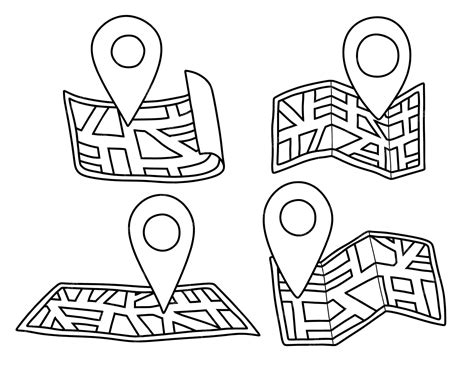 Premium Vector Doodle Set Of Cute Gps Map Doodle Gps Map Icon Hand Drawn Gps Map Icon