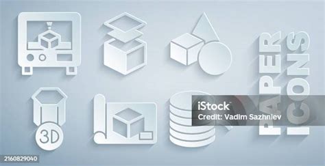 엔지니어링용 그래프 용지 기본 기하학적 모양 3d 프린터 필라멘트 레이어 및 아이콘을 설정합니다 벡터 3차원 형태에 대한 스톡 벡터 아트 및 기타 이미지 Istock