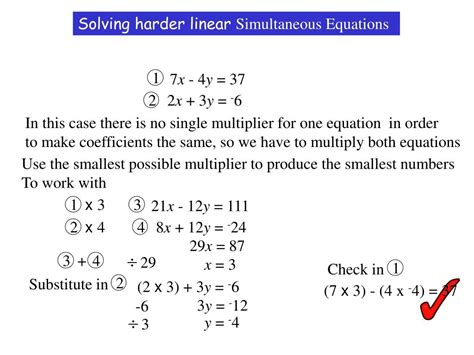 Ppt Solving Harder Linear Simultaneous Equations Powerpoint