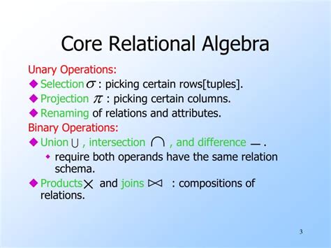 Ppt Relational Algebra Unary And Binary Operators Lecture 2