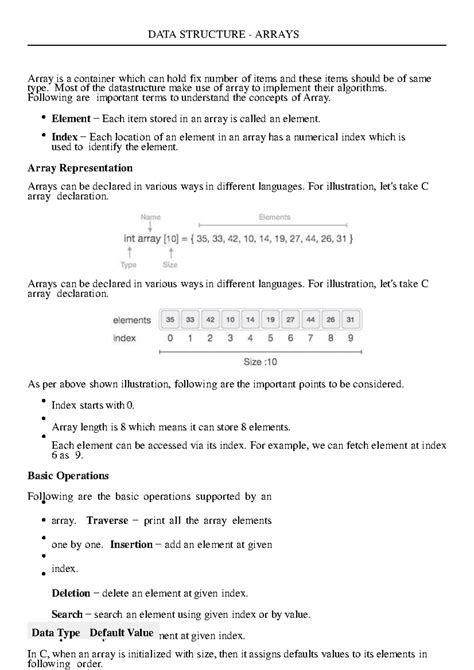 Dsa Lec3 Array Notes Data Structure Arrays Array Is A Container