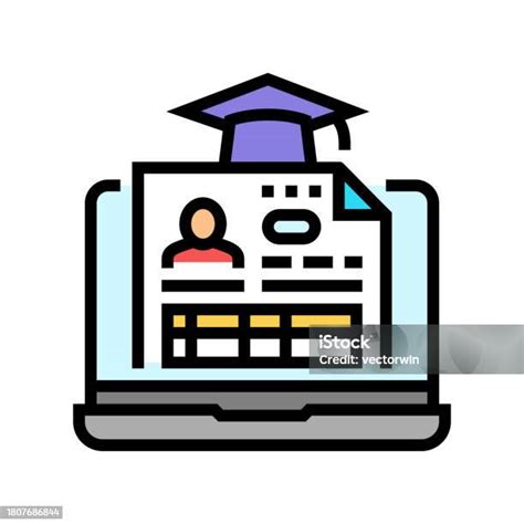 학생 프로필 온라인 학습 플랫폼 컬러 아이콘 벡터 일러스트 레이 션 교육에 대한 스톡 벡터 아트 및 기타 이미지 교육 노트북 대학교 Istock