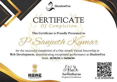 Completed A 1 Month Internship With Shadowfox Sanjeeth Sg Posted On The Topic Linkedin