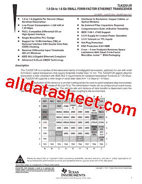 TLK2201JR Datasheet PDF Texas Instruments