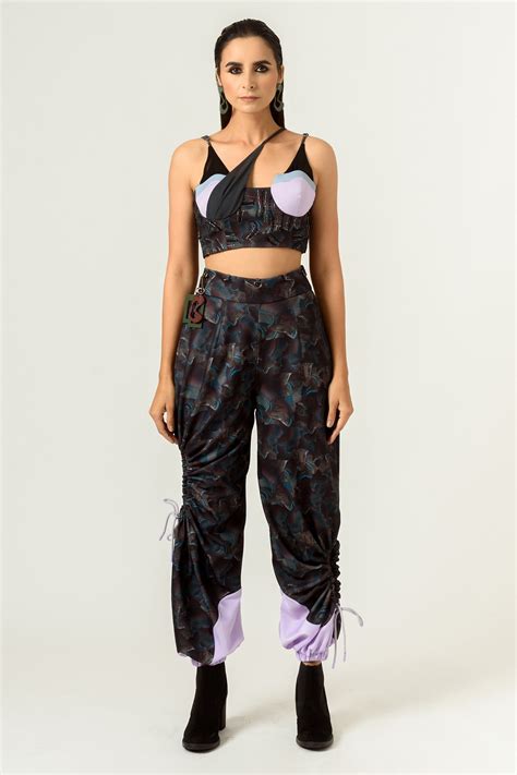 Buy Siddhant Agrawal Label Black Poly Lycra Embellished Crop Top Online Aza Fashions