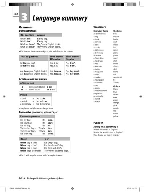 Language Summary Unit 3 Pdf English Language Plural