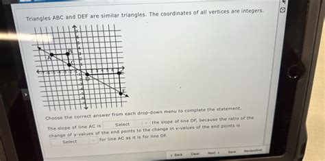 Solved Triangles Abc And Def Are Similar Triangles The Coordinates Of All Vertices Are