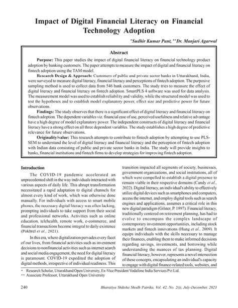 Pdf Digital Financial Literacy And Fintech Adoption