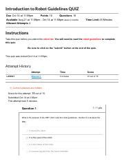 Introduction To Robot Guidelines QUIZ FA19 ENGR 10 Sections 01 And 02