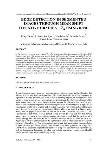 edge detection in segmented images through mean shift iterative