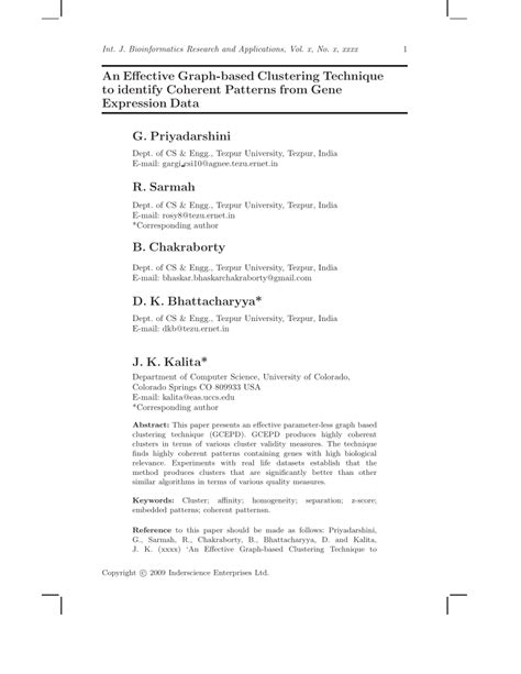 pdf an effective graph based clustering technique to identify coherent patterns from gene