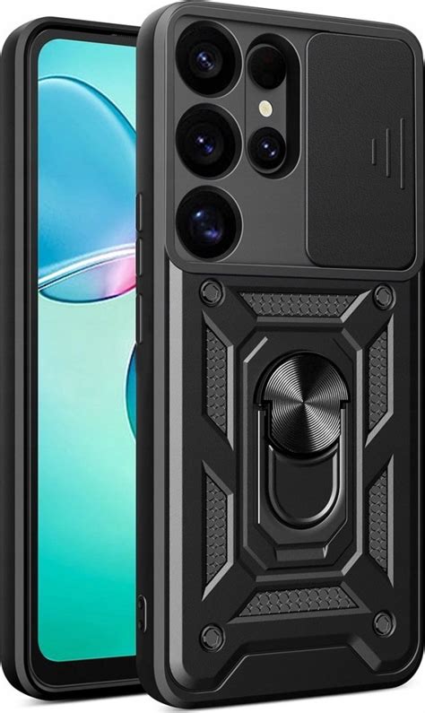 Hurtel Etui Pancerne Hybrid Armor Camshield Z Os On Aparatu I Metalowym Ringiem Do Samsung