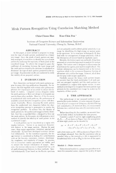 Pdf Mesh Pattern Recognition Using Correlation Matching Method