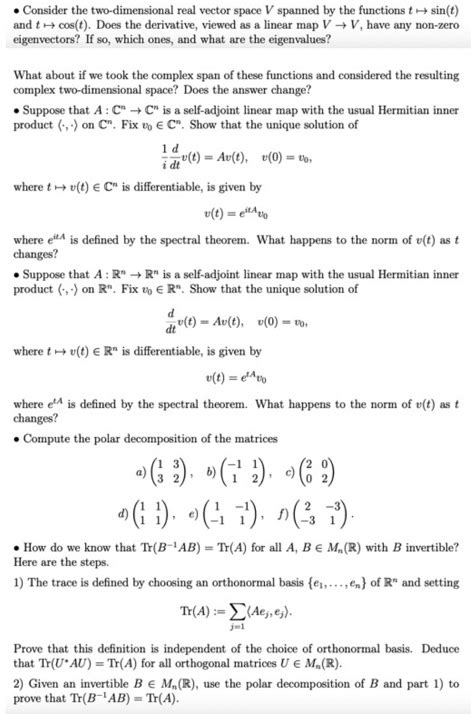 Solved Consider The Two Dimensional Real Vector Space V