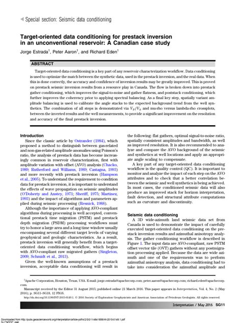 Target Oriented Data Conditioning For Prestack Inversion Pdf