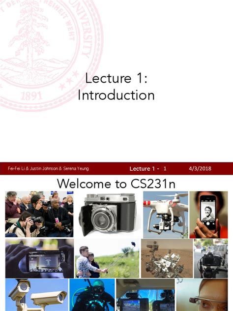 Lecture 1 Fei Fei Li And Justin Johnson And Serena Yeung Pdf Deep Learning Computer Vision
