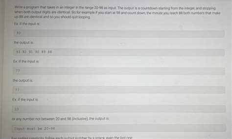 Solved Write A Program That Takes In An Integer In The Range