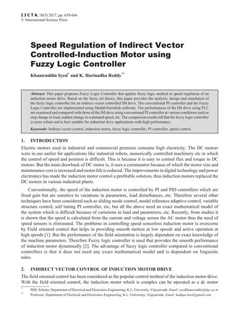 Pdf Speed Regulation Of Indirect Vector Controlled …serialsjournals