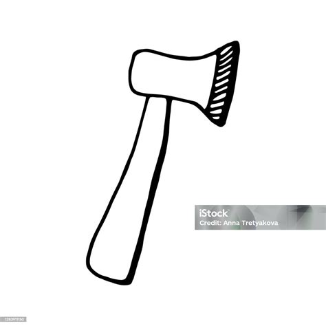 손으로 그린 벡터 캠프 파이어 도끼 여행 클립 아트 인쇄 포스터 귀여운 문구류 여행 디자인에 흰색 배경 도면에 고립 고품질 일러스트레이션 강철에 대한 스톡 벡터 아트 및