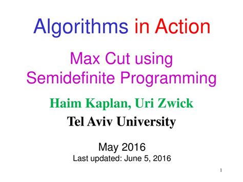 Max Cut Using Semidefinite Programming Ppt Download