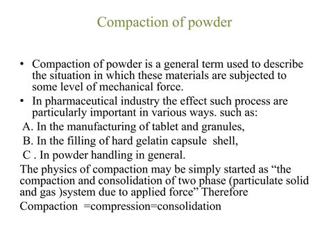 Compression And Compaction Introduction Principle Pptx Physics Science