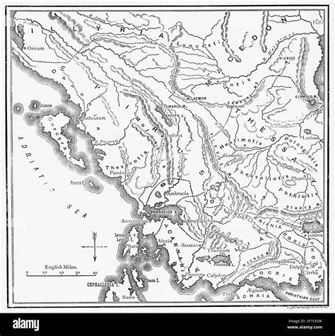 Map Of Epirus And Western Greece 295 Bc From Cassells Universal