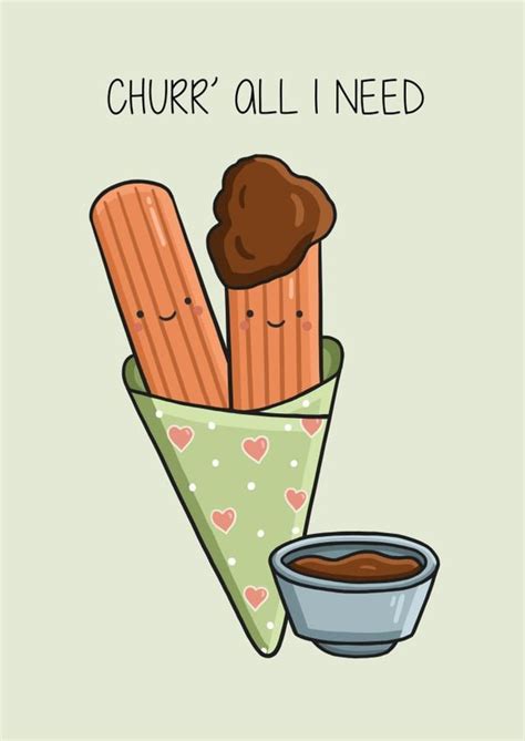 Cute Churros Pun Anniversary Card Valentines Day Card Churr All I