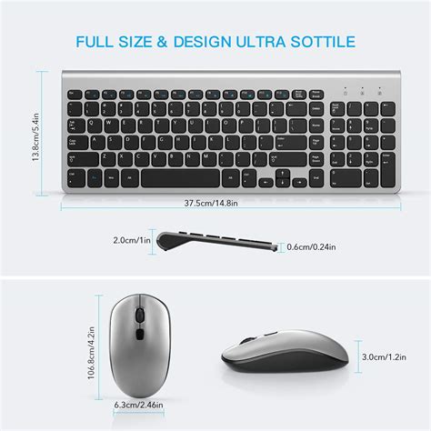 Wireless Keyboard Mouse Combo Wisfox 2 4ghz Slim Full B08hn5j9mm