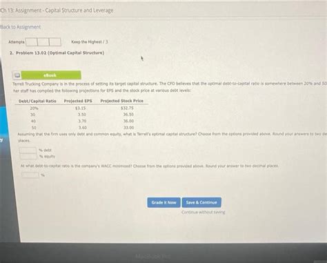 Solved Ch 13 Assignment Capital Structure And Leverage Back