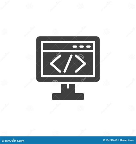 Computer Monitor With Script Code Vector Icon Stock Vector Illustration Of Coding Design