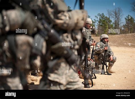 Soldiers In Basic Training Listen To The Drill Sergeant Demonstrate