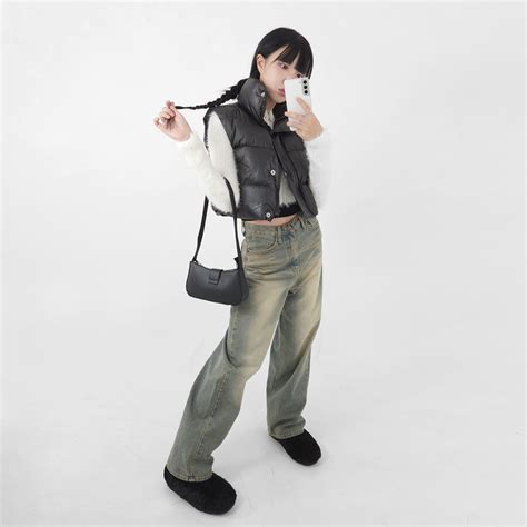 히키모드 레트로 옐로우 워싱 빈티지 일자핏 데님 세미 와이드팬츠