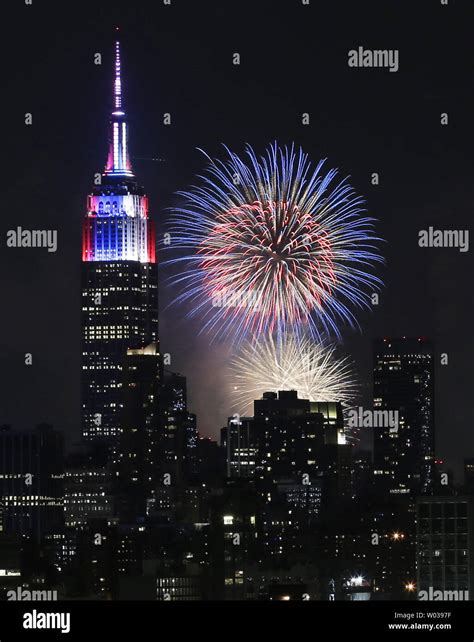 Fireworks Explode Over The Empire State Building And The Manhattan