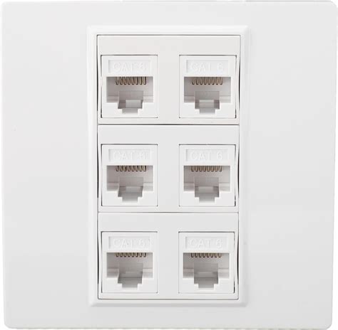 Cat6 Ethernet Faceplate 6 Port Cat 6 Female To Female Ethernet Socket Wall Plate For Cat6 6a 5