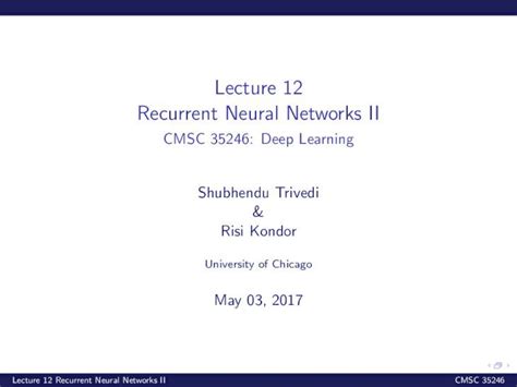 Pdf Lecture 12 Recurrent Neural Networks Iishubhendupagesfiles